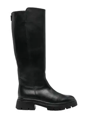 Gabor Lug-sole Leather Knee-high Boots - Black