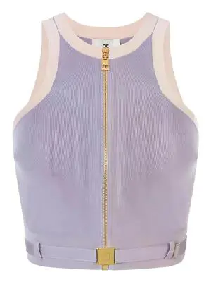 Elisabetta Franchi Racerback Zip Knit Top - Purple