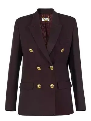 Elisabetta Franchi Double-breasted Blazer With Gold-tone Buttons - Brown