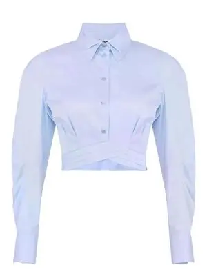Elisabetta Franchi Double-collar Cropped Shirt - Blue