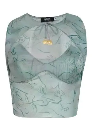 AMIR SLAMA X Jade Picon Tie-detail Print Blouse - Blue