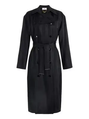 Elisabetta Franchi Double-breasted Striped Trench Coat - Black