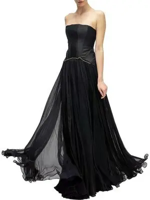 ARAFTU Strapless Embellished Gown - Black