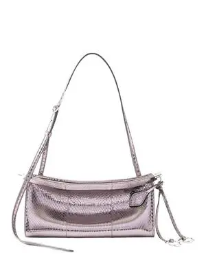 ALAÏA Le Click E/W Small Metallic Snakeskin Shoulder Bag