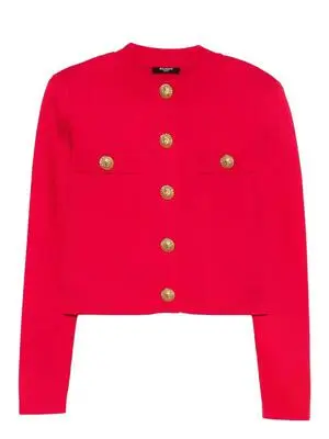 Balmain Button Boxy Cardigan - Pink