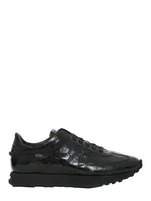Rhude Lace-up Croc-embossed Sneakers - Black