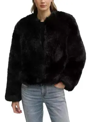 BLUGIRL Collarless Faux Fur Jacket - Black