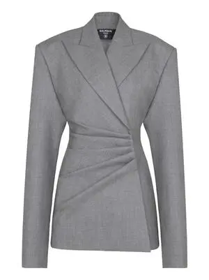 Balmain Peak-lapels Blazer Dress - Grey