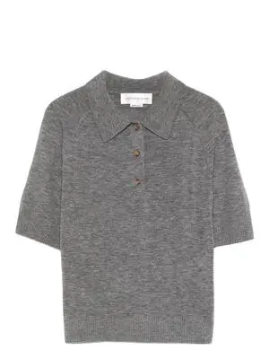 Victoria Beckham Fine-knit Polo Shirt - Grey