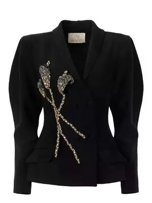 ARAFTU Embellished Double-breasted Blazer - Black