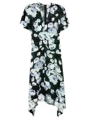 Stella McCartney Envers V-neck Floral Midi Dress - Black