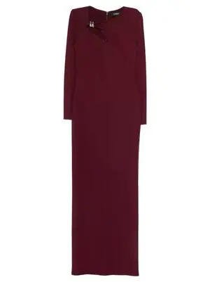 Ralph Lauren Brooch Long-sleeve Maxi Dress - Red