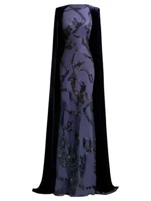 GEMY MAALOUF Beaded Cape Dress - Purple