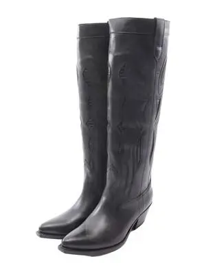 Celine Embossed Leather Knee-high Boots - Black