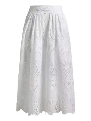 Etro Broderie-anglaise Midi Skirt - White