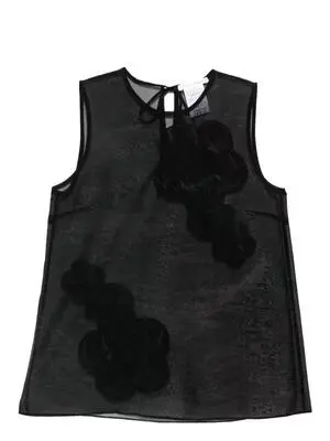 Cecilie Bahnsen Floral-appliqué Sleeveless Top - Black