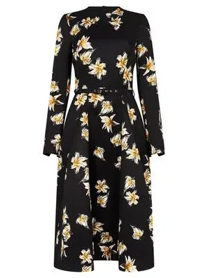 EMILIA WICKSTEAD Uccelina Floral Print Taffeta Faille Dress - Black