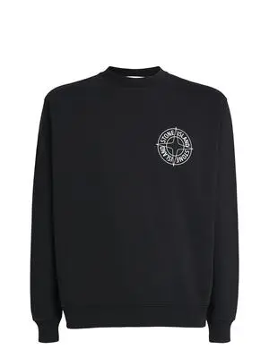 Stone Island Cotton Compass Crewneck Sweatshirt - Black
