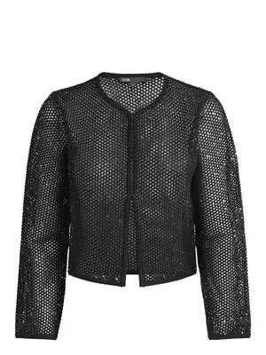 Maje Embellished Open-knit Cardigan - Black