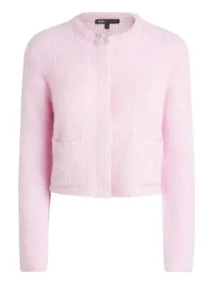 Maje Cropped Alpaca-blend Cardigan With Bow - Pink
