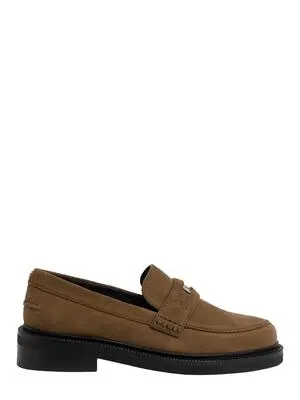 Maje Suede Penny Loafers - Brown