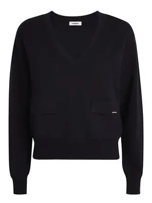 Sandro Wool V-neck Sweater - Blue