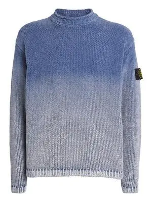 Stone Island Gradient Cotton Coated Sweater - Blue