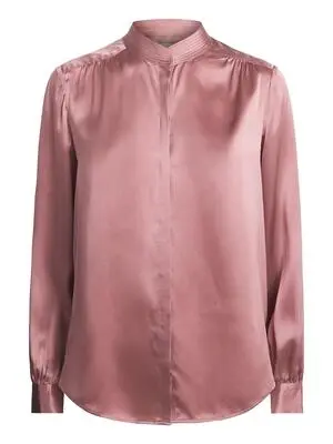 L'Agence Silk Charmeuse Bianca Blouse - Pink