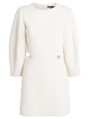 Maje Tweed Mini Dress With Balloon Sleeves - White