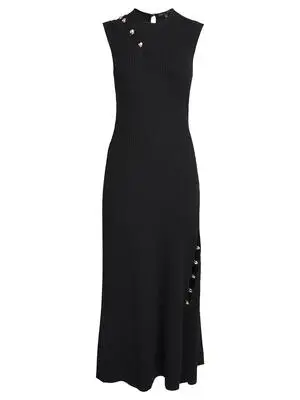 MAJE Rib-Knit Cutaway Maxi Dress