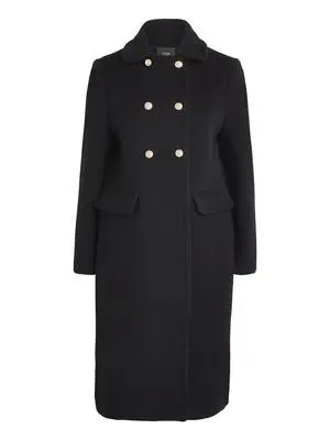 Maje Wool-blend Double-breasted Pea Coat - Black