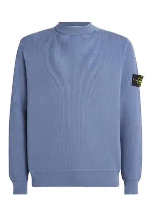 Stone Island Cotton Compass Crewneck Sweater - Blue