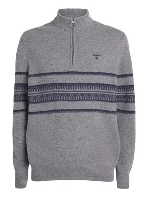 Barbour Lambswool Kepwick Half-Zip Sweater Grey
