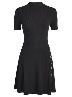 Maje Rib-knit Mini Dress With Embellishments - Black