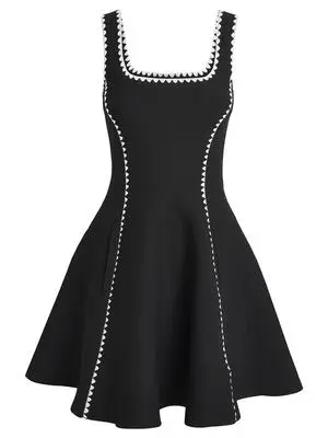 Maje Topstitch Mini Dress - Black