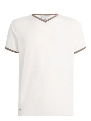 HOMEBODY Contrast Trim V-neck Lounge T-shirt - Ivory