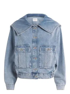 Claudie Pierlot Oversized Collar Denim Trucker Jacket - Blue