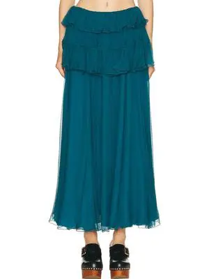 Chloé Tiered Maxi Skirt - Lovely Teal