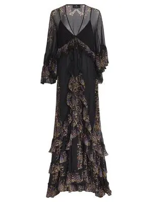 Etro Silk Paisley Maxi Dress - Black