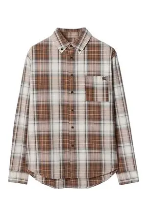 Burberry Madras Check Cotton Shirt - Russet Brown