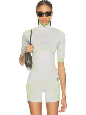 Casablanca Seamless 1/4 Zip Top - Grey & Lime
