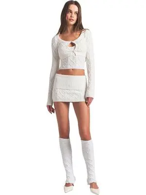 SKIMS Cozy Light Cable Knit Leg Warmers - Ivory