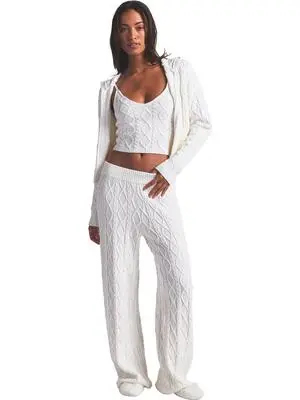 SKIMS Sweater Knits Cable Knit Straight Leg Pant Ivory