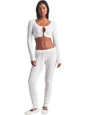 SKIMS Sweater Knits Cable Knit Cropped Cardigan Ivory