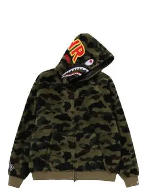 A BATHING APE 1st Camo 2nd Shark Boa Hoodie Jacket - Green (fw25)