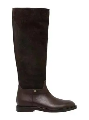 BALDININI Suede-panel Knee-high Boots - Brown