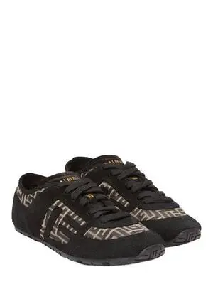 Balmain Racer Monogram Jacquard Trainers - Black