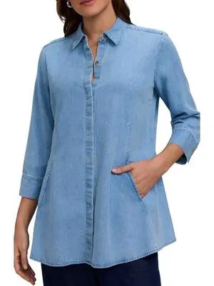 Foxcroft Cici Denim Tunic - Bleach Wash Blue
