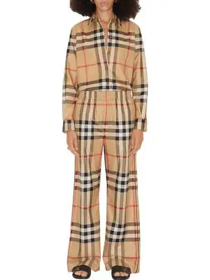 Burberry Check Cotton Twill Trousers - Archive Beige