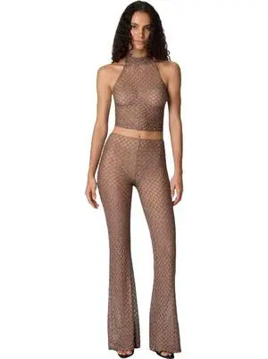 Missoni Scarf Top In Lamé Viscose With Spiderweb Motif - Brown